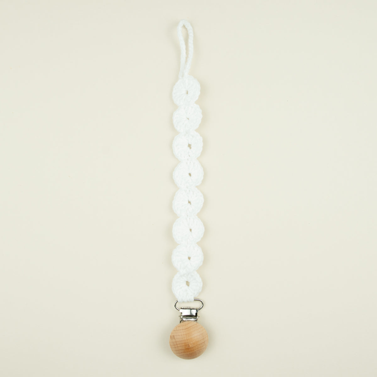 Clip lantisor suzeta crosetat manual Daisy - White – Little Prints